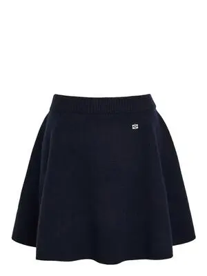 GANNI Wool And Cashmere-blend Mini Skirt - Navy