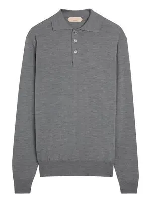 AURELIEN Wool Polo Shirt - Grey
