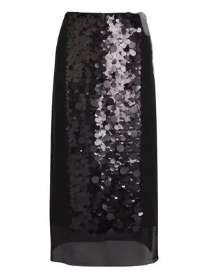 JOSEPH Sequin-embellished Voile Midi Skirt - Black