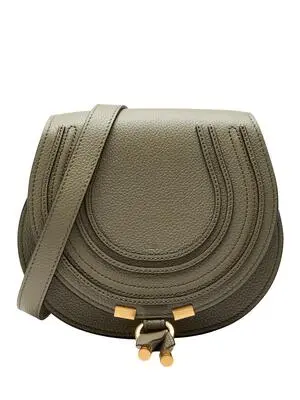 Chloé Marcie Small Grained Leather Saddle Bag - Green