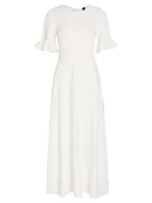 NEEDLE & THREAD Scalloped Pointelle-knit Gown - Cream