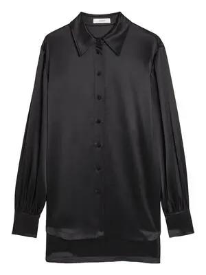 JOSEPH Satin Button-down Blouse - Black