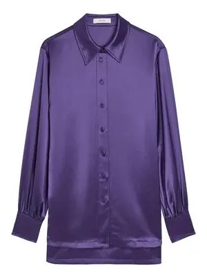 JOSEPH Satin Button-down Blouse - Violet