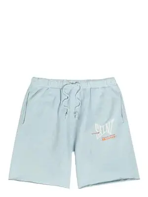 SAINT MXXXXXX Logo-print Cotton Shorts - Light Blue