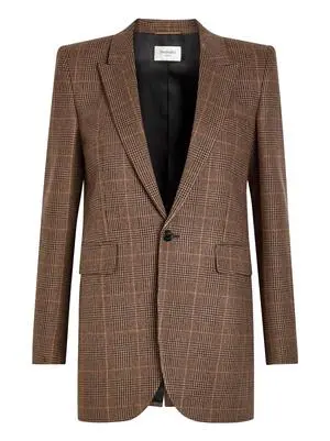 SAINT LAURENT Houndstooth Wool And Cashmere-Blend Blazer