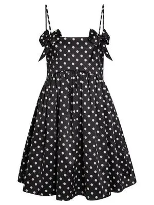 GANNI Polka-dot Stretch-satin Mini Dress - Black