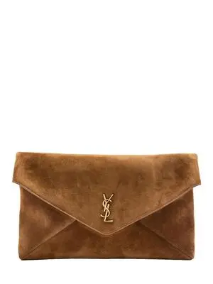 Saint Laurent Envelope Suede Pouch - Brown