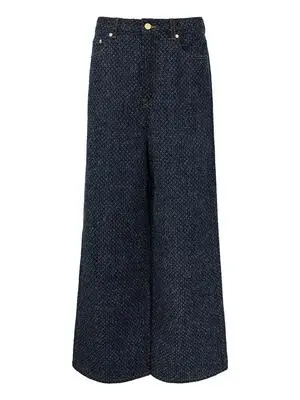 GANNI Textured Tweed Wide-leg Jeans - Denim
