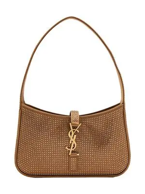 Saint Laurent Le 5 À 7 Mini Embellished Top Handle Bag - Brown
