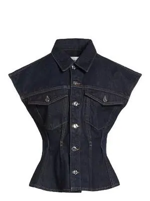 FRAME The Nipped Denim Vest - Blue