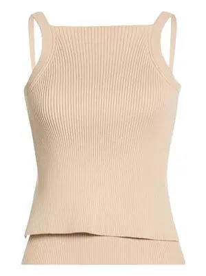 Emporio Armani Ribbed Knit Crop Top - Beige