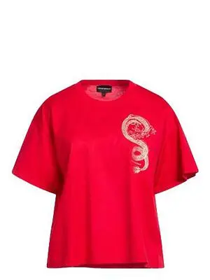 Emporio Armani Printed Cotton T-shirt - Red