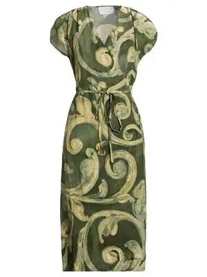 KAOS Military Viscose & Silk Midi Dress - Green