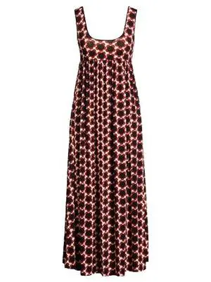 SIYU Floral Print Maxi Dress - Red