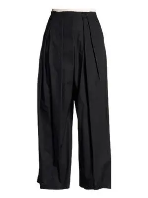 ALYSI Wide Leg Poplin Pants - Black