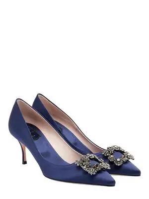ROGER VIVIER Efflorescence 65 Embellished Satin Pumps - Blue
