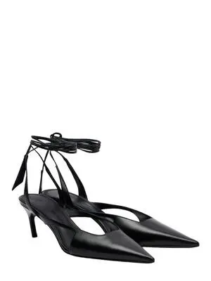 Attico Diane 55 Leather Slingback Pumps - Black