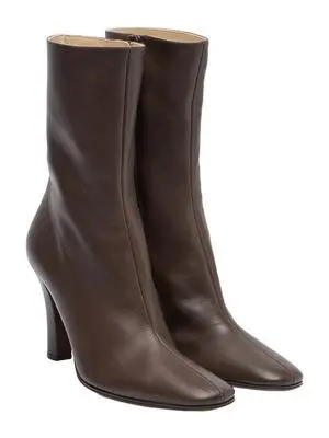THE ROW Mona Leather Ankle Boots - Brown