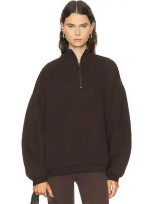 SKIMS Boyfriend Fleece Slouchy Turtleneck Pullover Sweatshirt - Espresso