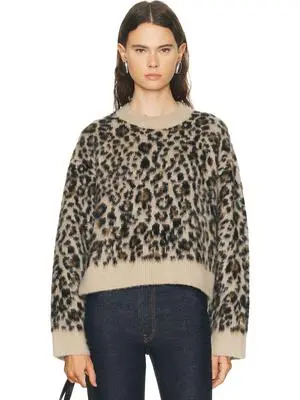 NILI LOTAN Zamira Leopard Print Sweater - Jute Leopard