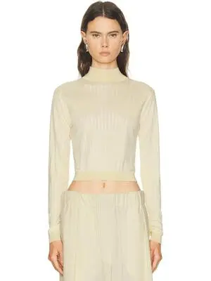 FRAME Crop Fitted Turtleneck - Butter