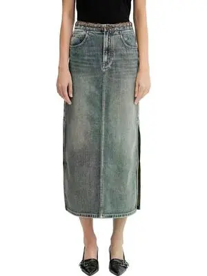 Miss Sixty Side Slit Denim Skirt - Blue