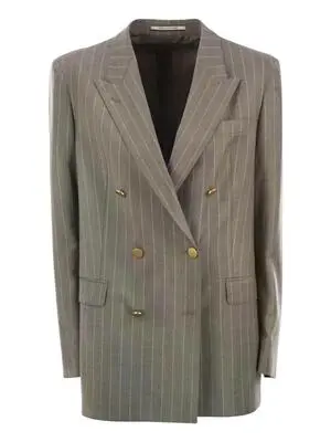 Tagliatore Double-breasted Pinstripe Blazer - Grey