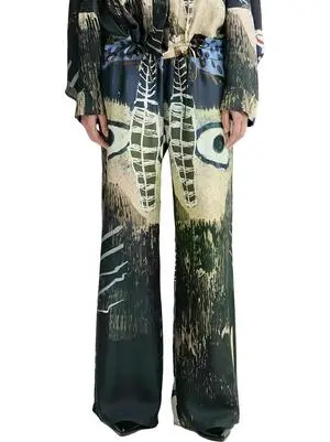 Munthe Arum Printed Wide-leg Trousers - Black