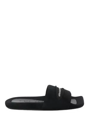Alexander Wang Logo Squared-toe Slides - Black