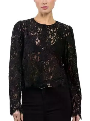 FRAME Lace Buttoned Shirt - Black