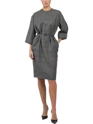 SA SU PHI Diana Belted Check Mini Dress - Grey