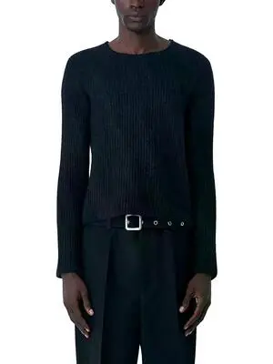 JIL SANDER Crew-neck Ribbed Sweater - Black