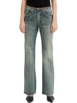 Miss Sixty Lacing Trim Straight Leg Jeans - Blue