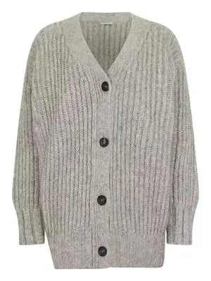 Malo Button-up Ribbed Cardigan - Grey