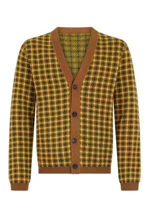 Malo Houndstooth Cardigan - Yellow