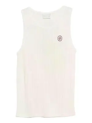 Drole De Monsieur Ribbed Logo-patch Tank Top - Neutrals