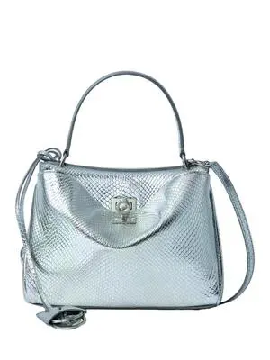 Balenciaga Croc-embossed Rodeo Mini Tote - Silver