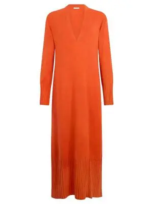 Malo Knitted V-neck Maxi Dress - Orange