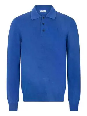 Malo Buttoned Long-sleeve Polo Shirt - Blue