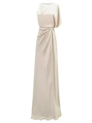 GEMY MAALOUF Asymmetrical Neckline Draping Maxi Dress - Neutrals