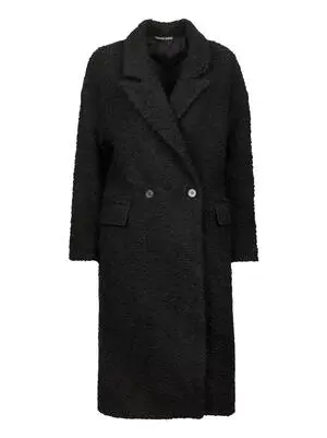 HANNES ROETHER Double-breasted Bouclé Coat - Black