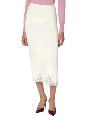 Giuseppe Di Morabito Embellished Lace Trim Midi Skirt - Neutrals