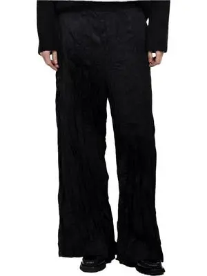 Masnada Crinkled Wide Leg Trousers - Black