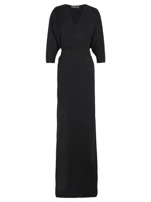 CORTANA V-neck Quarter-sleeve Maxi Dress - Black