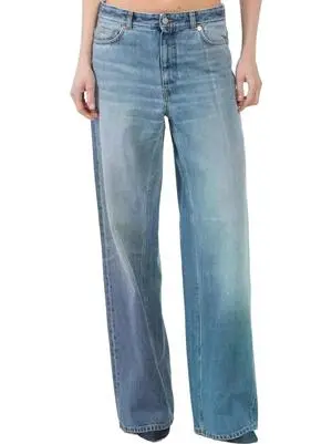 TEURN STUDIOS Whiskering-detail Boyfriend Jeans - Blue