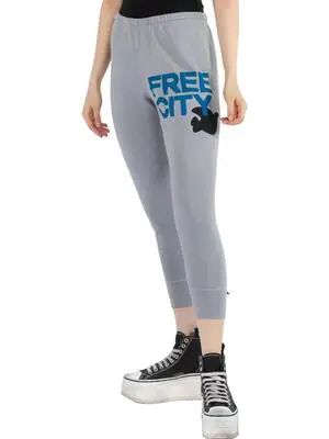 FREECITY Cropped Printed Sweatpants - Grey