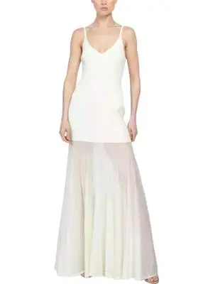 Brandon Maxwell V-neck Maxi Dress - Neutrals