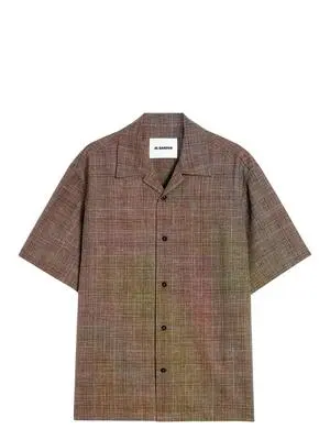 JIL SANDER Check-patterned Short-sleeve Shirt - Brown