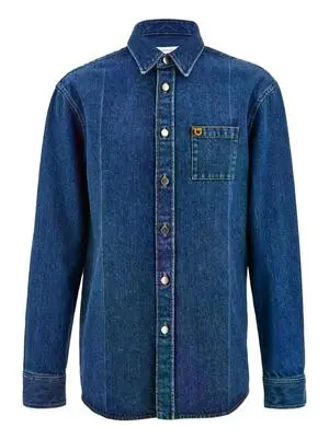 FERRAGAMO Embroidered Denim Shirt - Blue