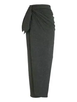 CORTANA Jacquard Tie Waist Maxi Skirt - Green